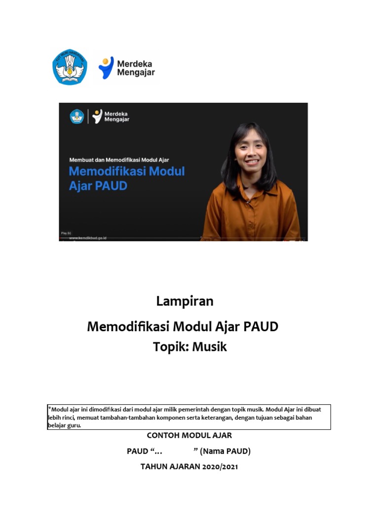 10a. Modifikasi Modul Ajar PAUD | PDF | Seni