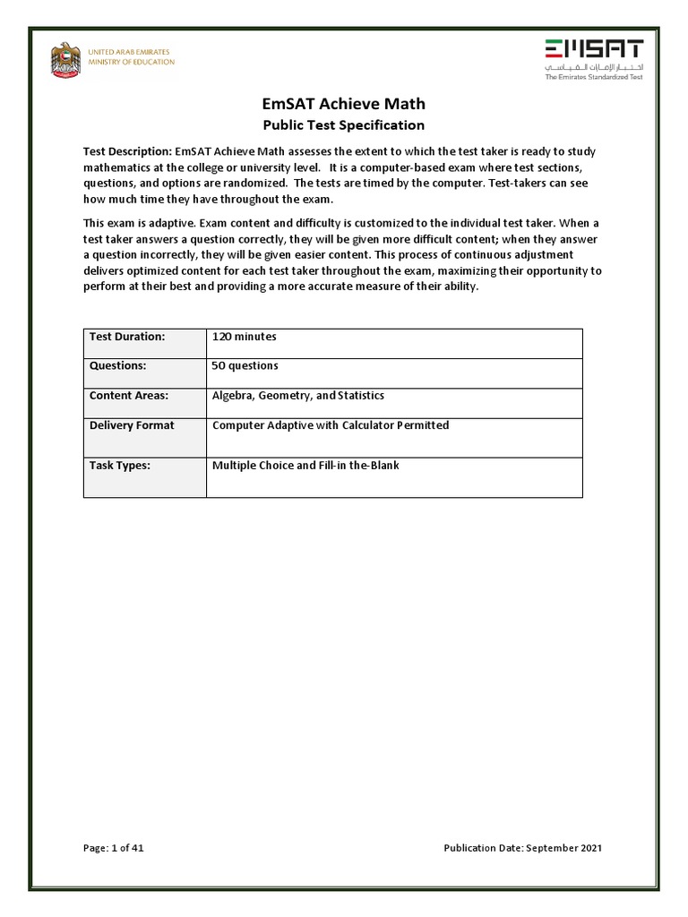 EMSAT Math Syllabus 2021 | Download Free PDF | Equations | Function ...