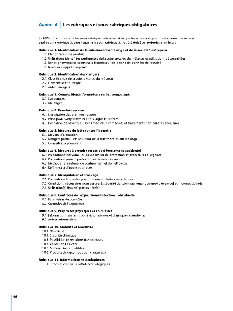 Rubriques FDS Extrait ED954 | PDF