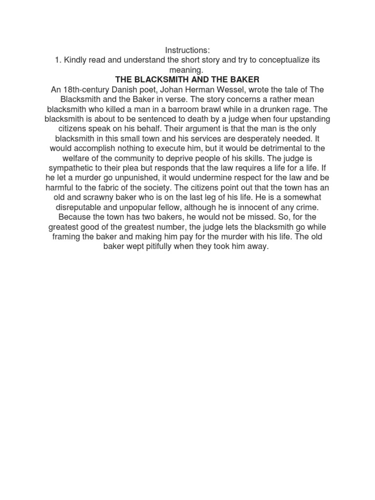 The Blacksmith and The Baker | PDF