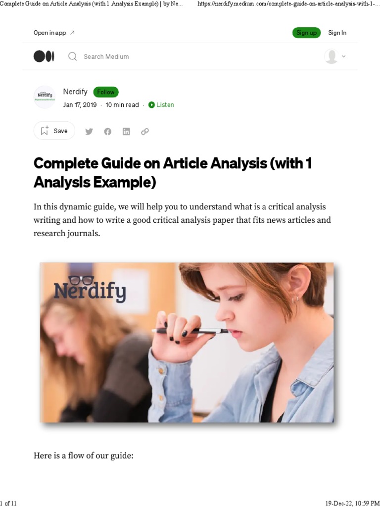 1complete Guide On Article Analysis With 1 Analysis Example | PDF ...
