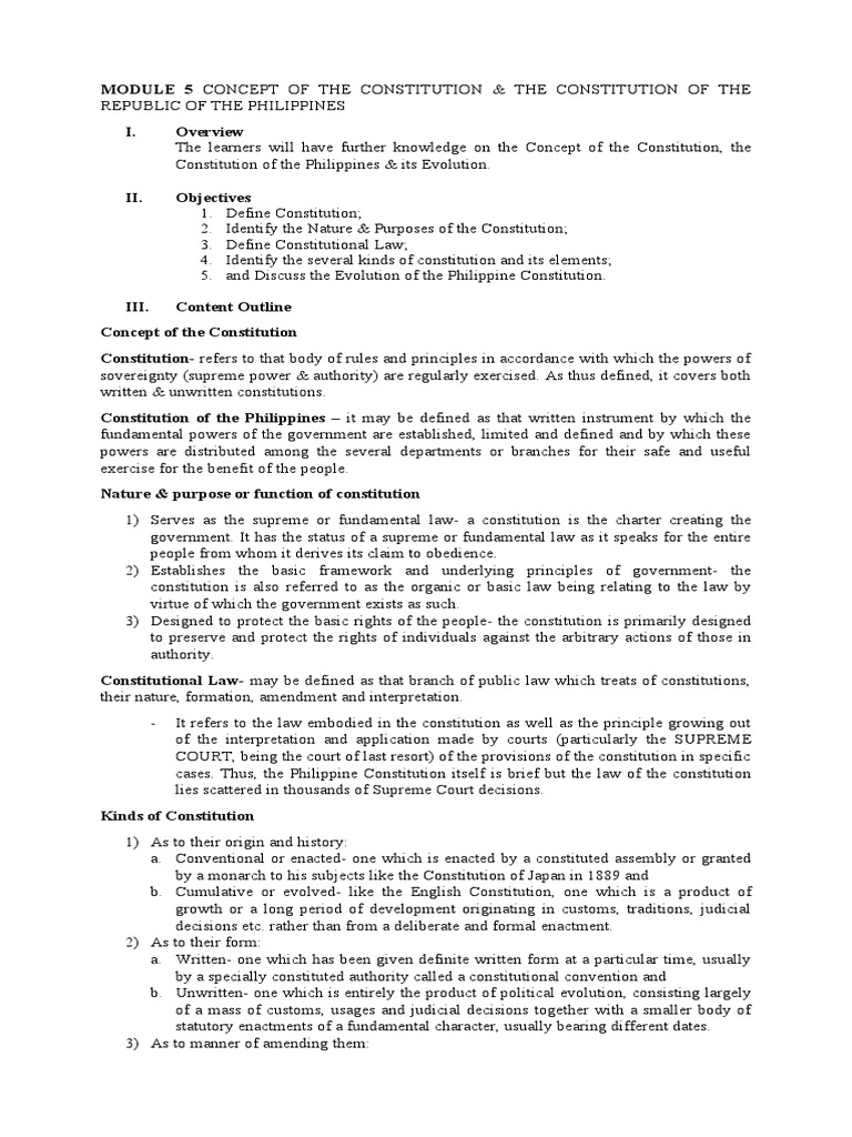 Module 5 Concept of The Constitution | Download Free PDF | Constitution | Constitutional Amendment