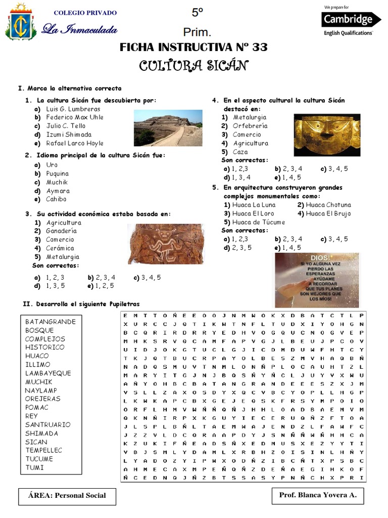 Ficha Cultura Sican | PDF