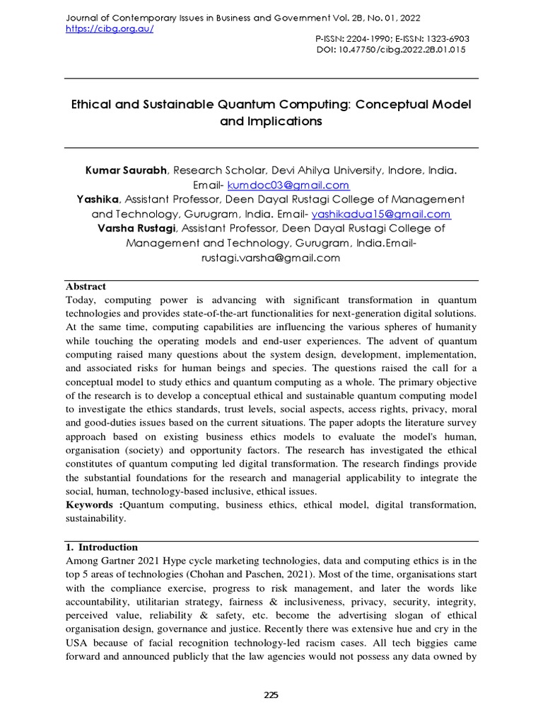 Ethical and Sustainable Quantum Computing | PDF | Reliability ...