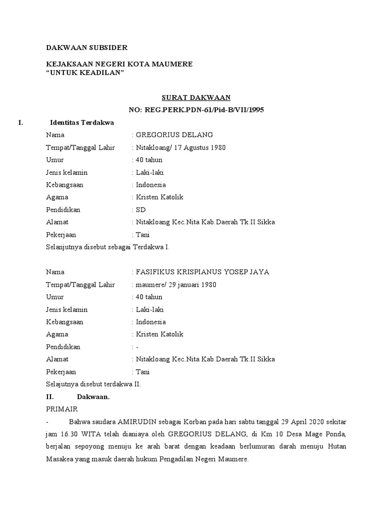 Dakwaan Subsider | PDF