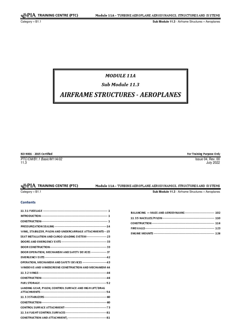 Sub Module 11.3 Airframe Structures - Aeroplanes | PDF | Technology ...