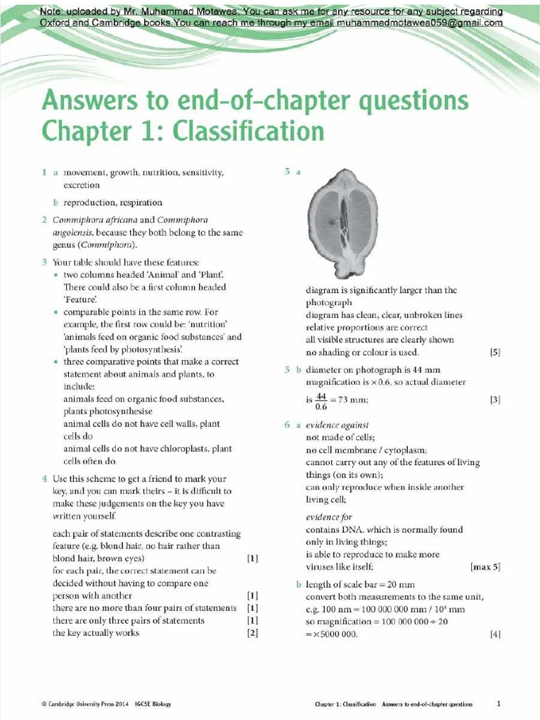 PDF Cambridge Igcse Biology Coursebook Answers - Compress | PDF