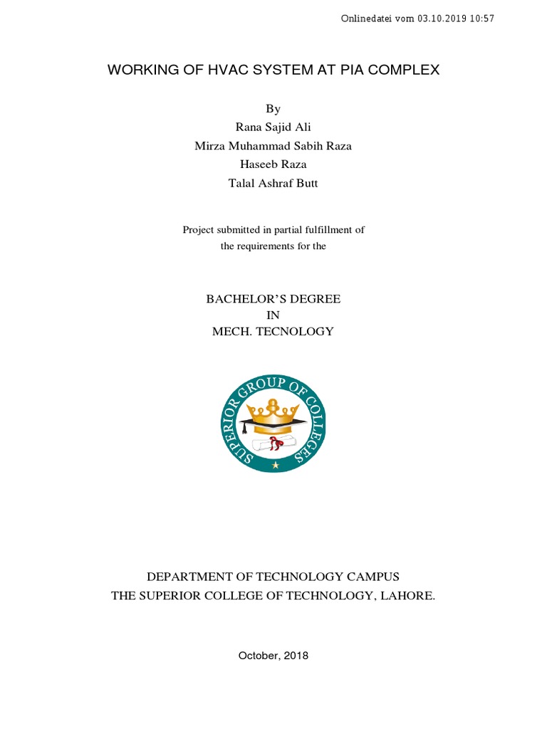 Project Thesis-Working of HVAC System - 3 | PDF | Air Conditioning | Heat Exchanger