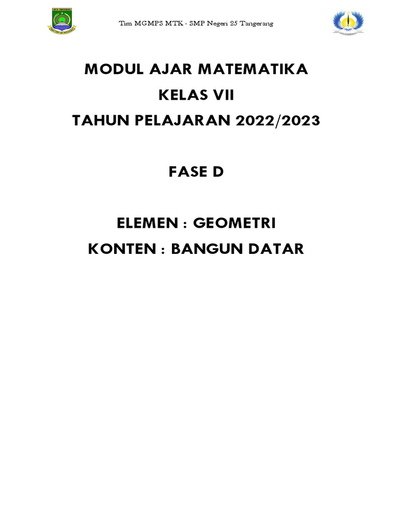 Modul Ajar Bangun Datar | PDF