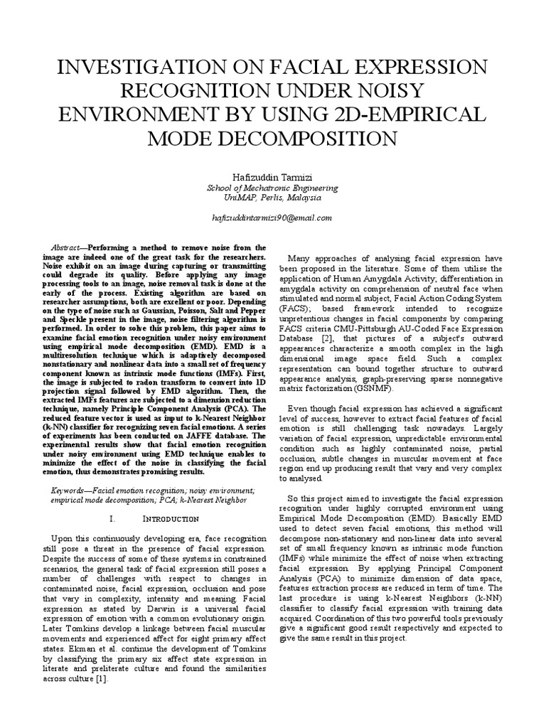 FYP Technical Paper Hafiz | PDF | Principal Component Analysis | Eigenvalues And Eigenvectors