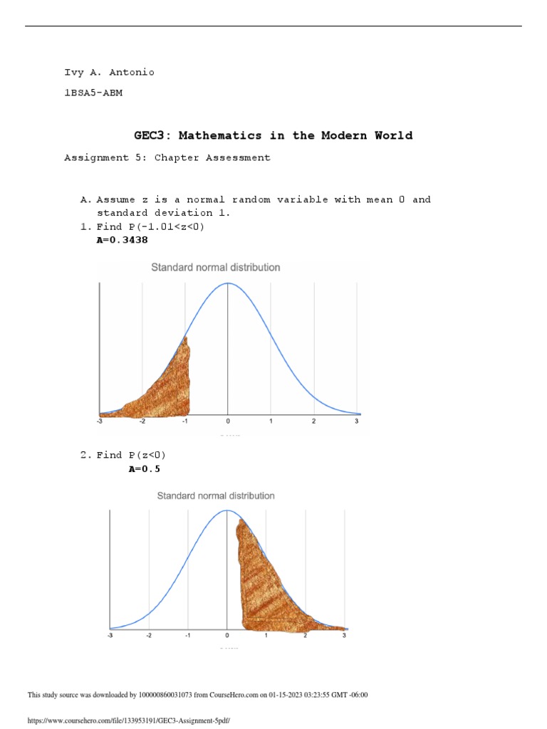 GEC3 Assignment 5 PDF | PDF | Normal Distribution | Standard Deviation