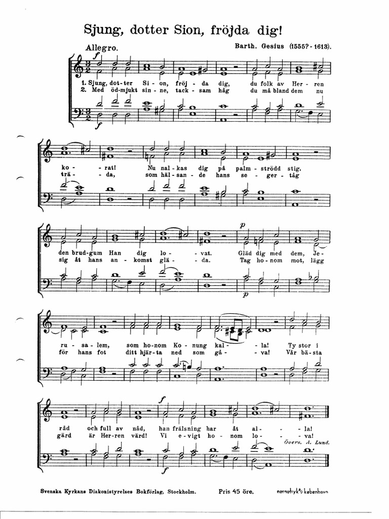 Gesius - Sjung, Dotter Sion, Fröjda Dig! | PDF