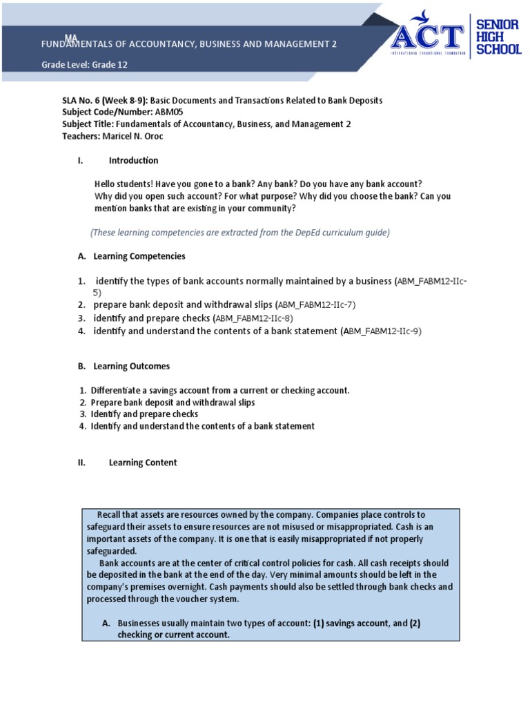 Fundamentals of Accountancy, Business, and Management 2 | PDF | Cheque ...