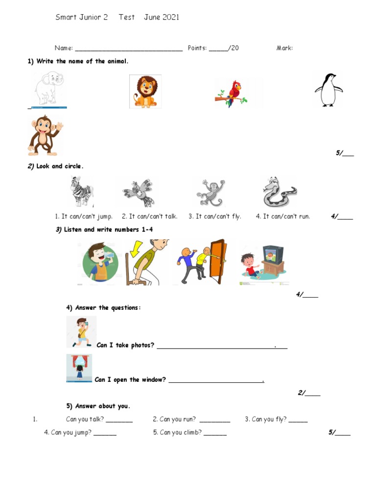 Smart Junior 2 Test June 2021 | PDF