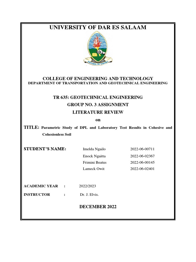 Group 3 - Parametric Study of DPL and Laboratory Test Results ...