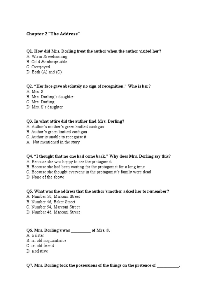 Test of CH - The Address | PDF
