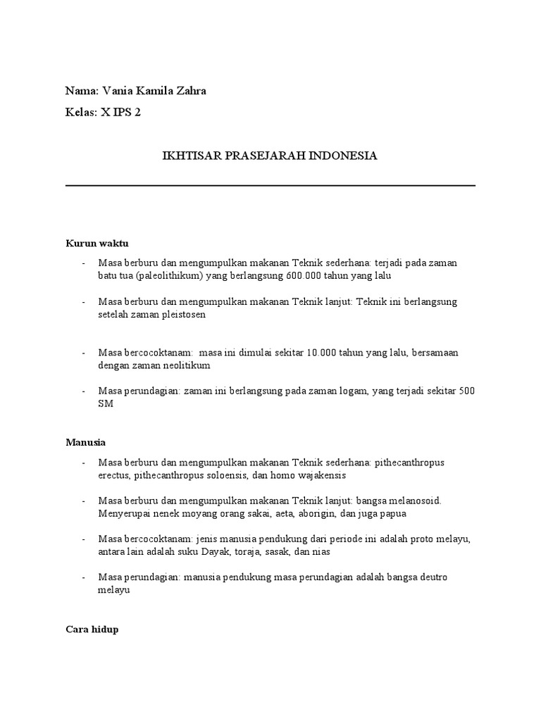 Ikhtisar Prasejarah | PDF