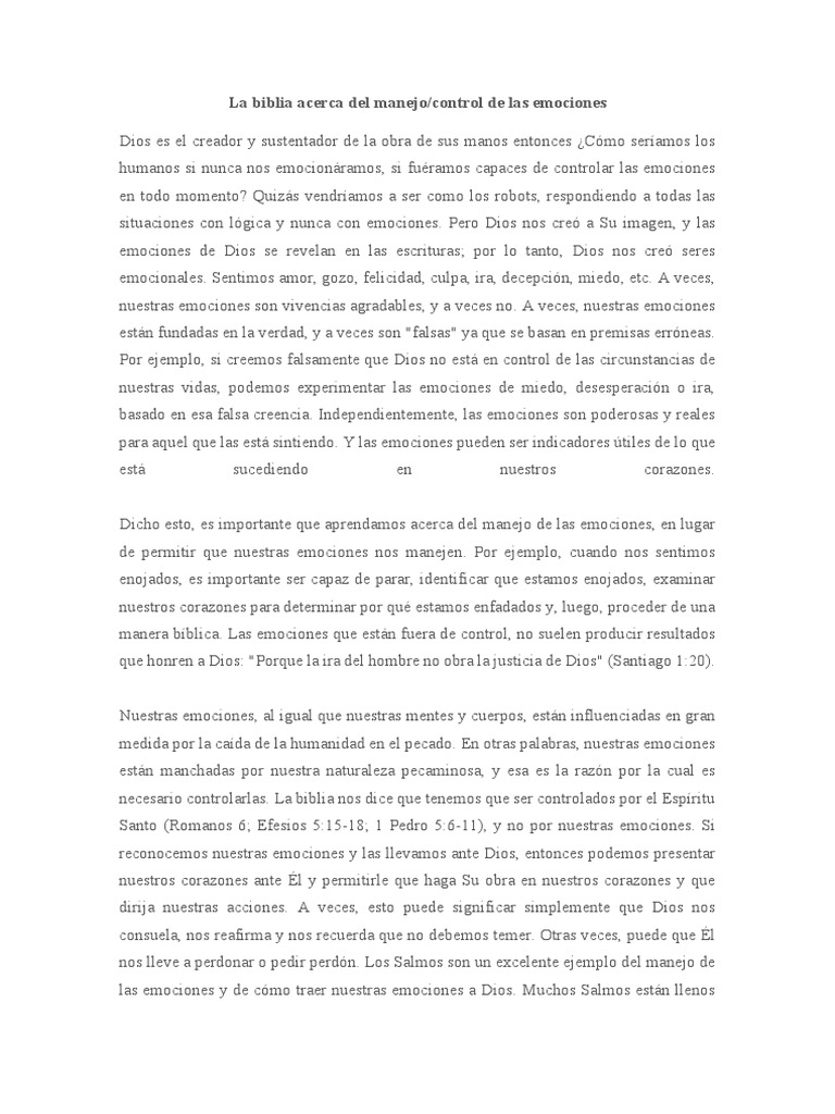 La Biblia Y Las Emociones Pdf Las Emociones Dios