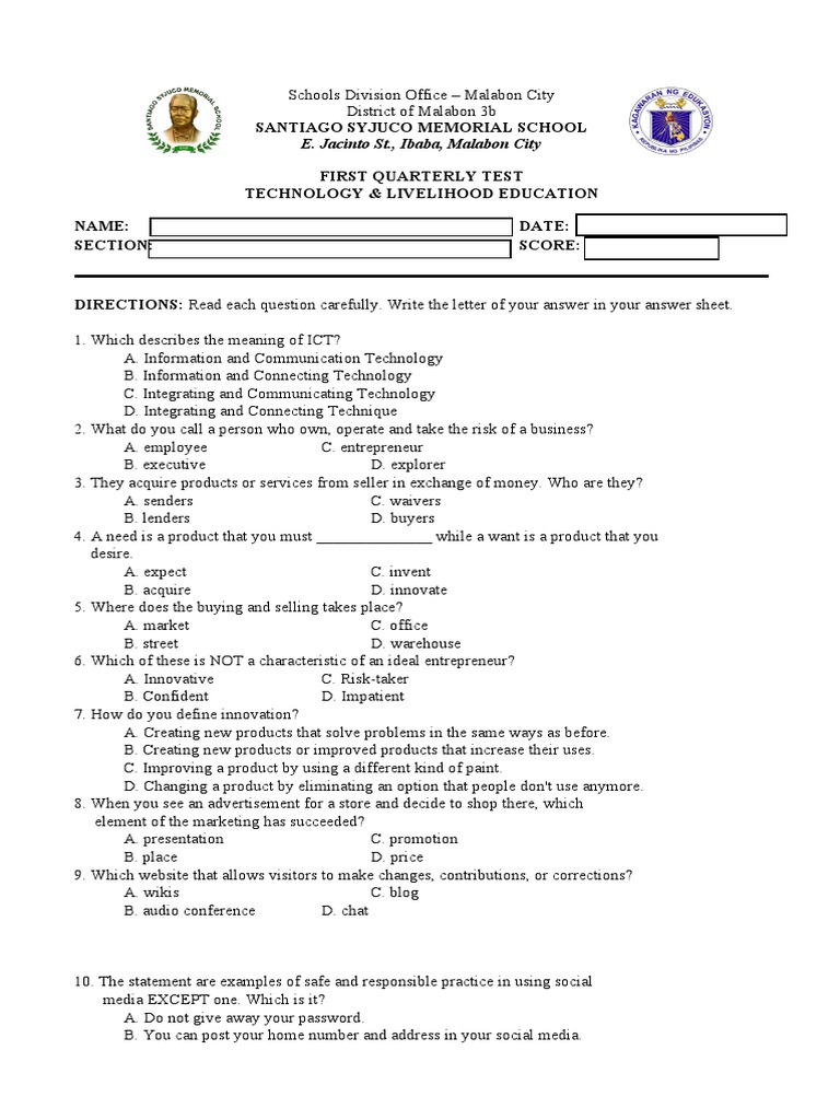 ICT6 - 1st Periodical Test | PDF | Internet | Cyberspace