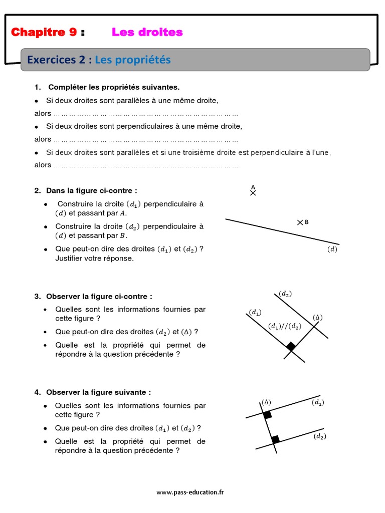 Exercices sur les Droites en 6ème | PDF