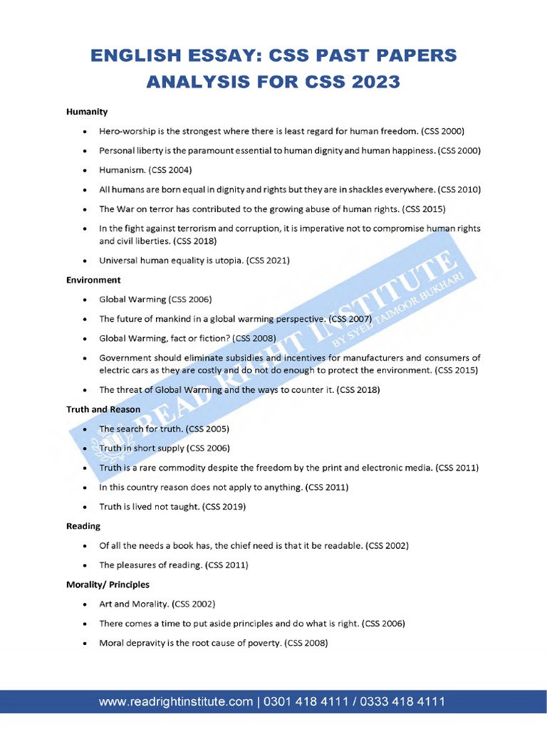 English Essay Paper Analysis | PDF