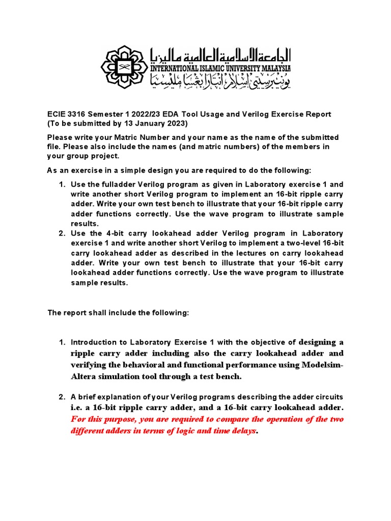ECIE 3316 Sem 1 EDA Tool Usage Report | PDF | Electronic Design Automation | Computer Engineering