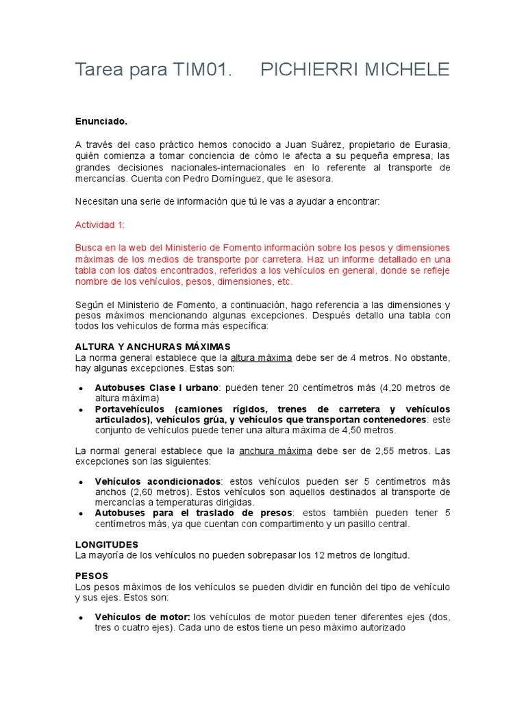 Pichierri Michele TIM01 Tarea | PDF | Eje | Remolque (Vehículo)