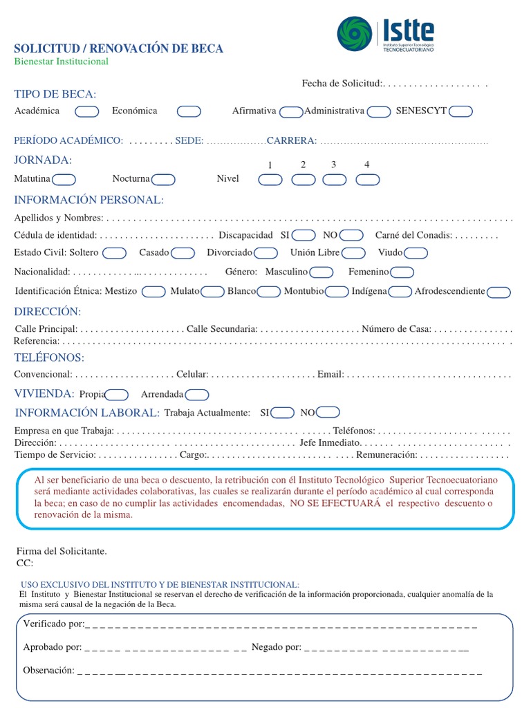 Formato Solicitud Becas 2022 | PDF