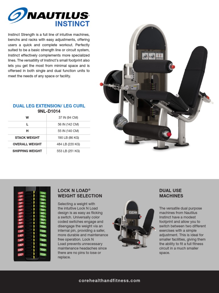 Nautilus Instinct Dual Leg Extension-Curl Product Sheet - Final | PDF ...