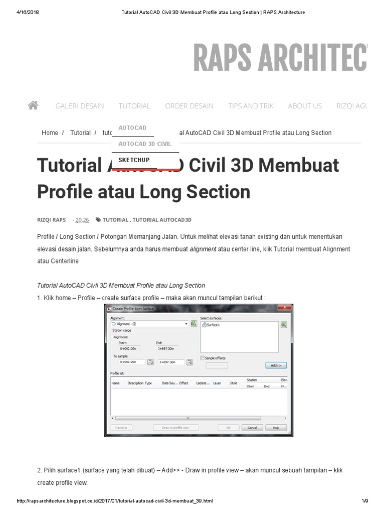 Tutorial AutoCAD Civil 3D Membuat Profile Atau Long Section - RAPS ...