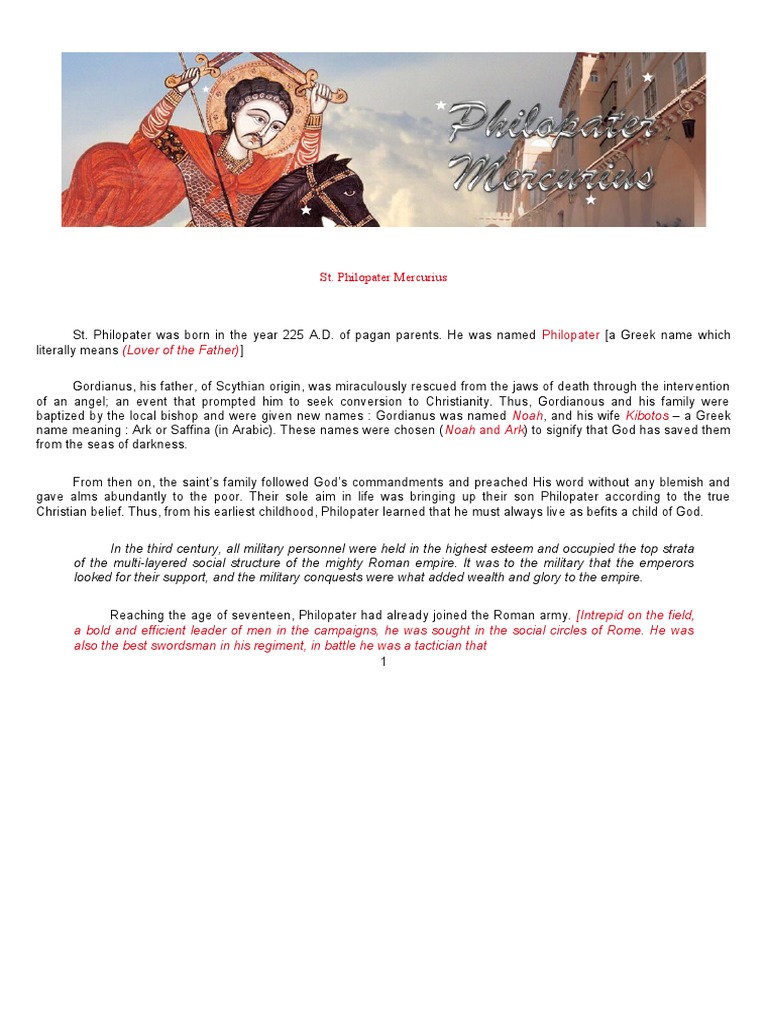 The Life of St. Philopater Mercurius | PDF | Glory (Religion) | Jesus