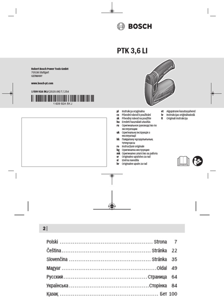 Bosch PTK 3.6 LI Tacker | PDF