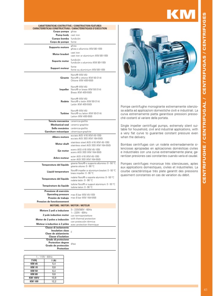 Bombas Foras Km. | PDF | Mecánica de Medios Continuos | Mecánica de fluidos