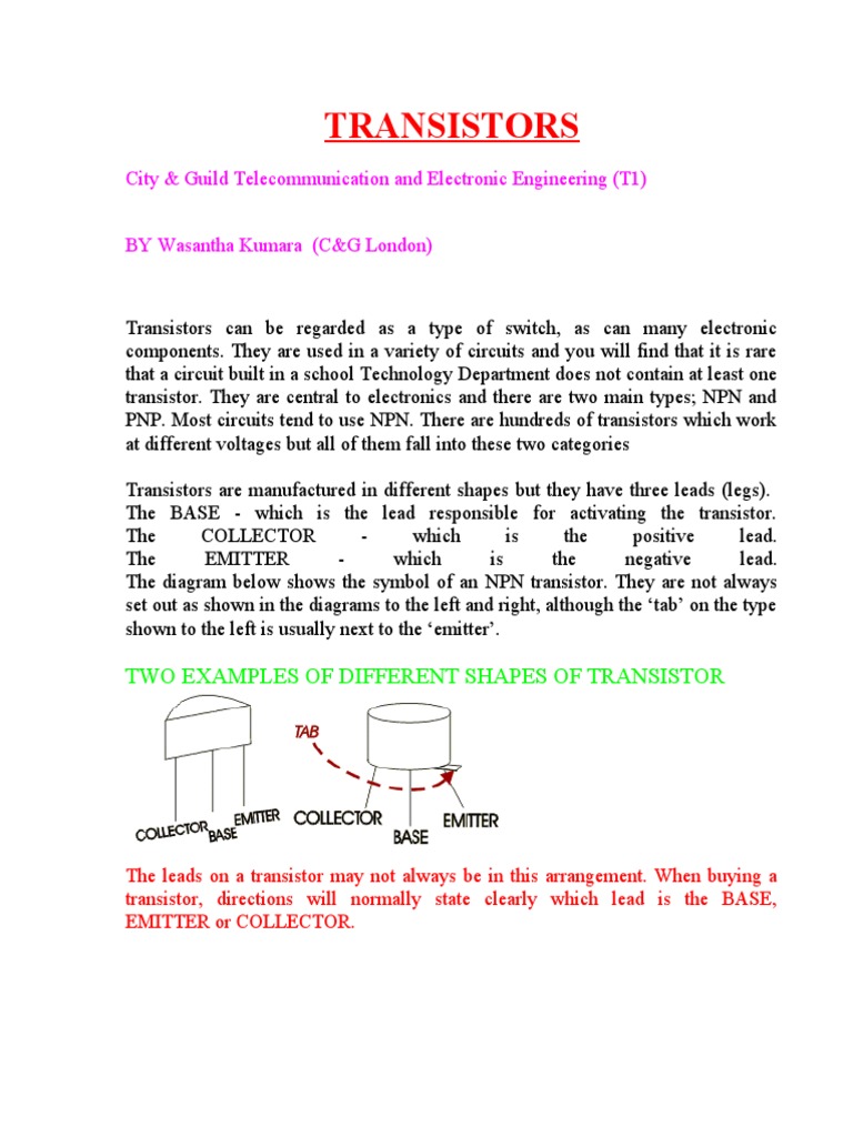 Understanding Transistors: Types & Uses | PDF
