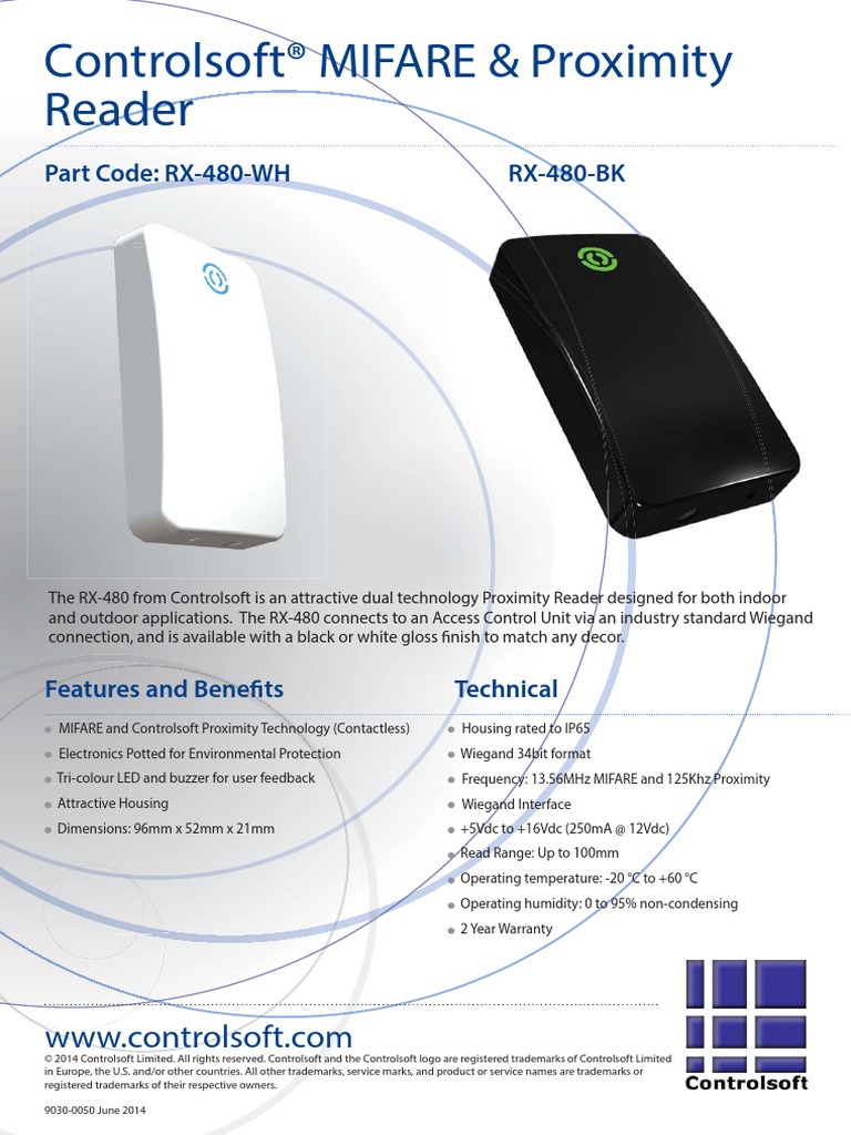 Controlsoft Prox Mullion Reader RX 480 | PDF