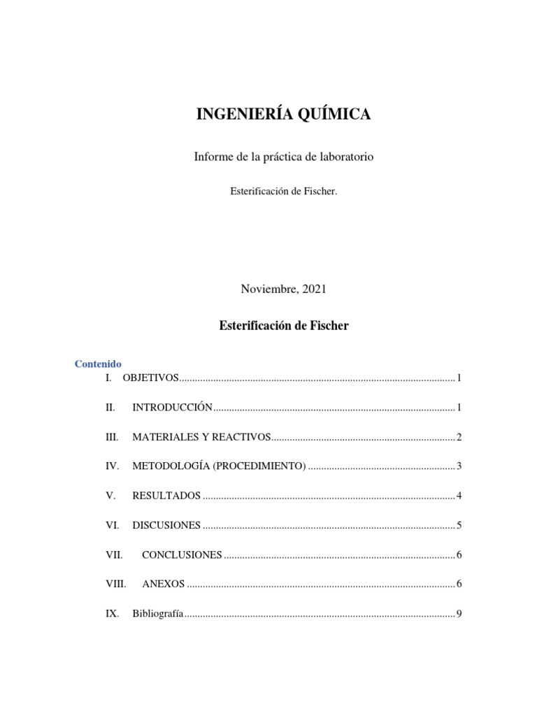 Esterificación De Fischer Pdf Ester Ácido
