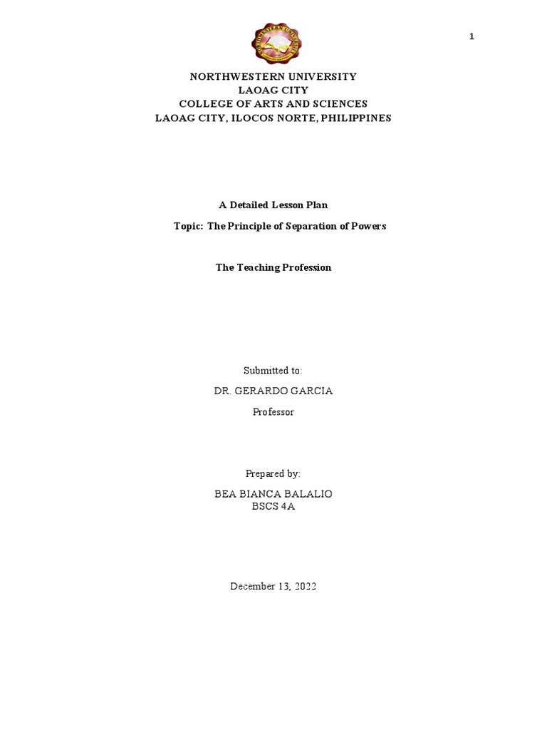 Separation of Power Lesson Plan | PDF | Veto | American Government