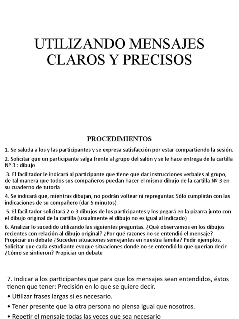 Utilizando Mensajes Claros y Precisos | PDF
