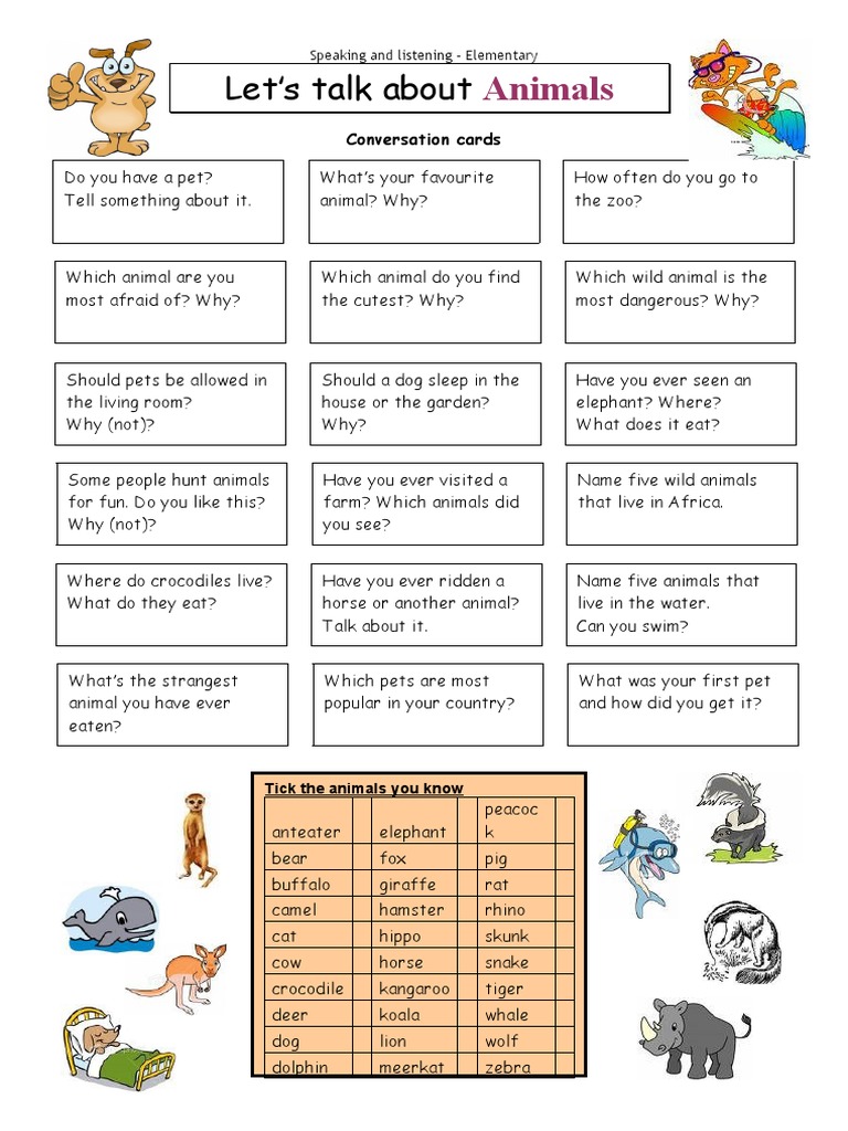 Lets Talk About Animals Fun Activities Games - 799 | Download Free PDF ...