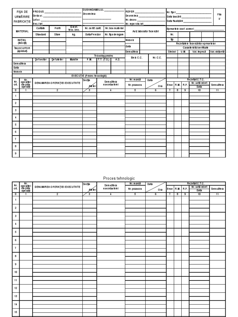 Fisa de Urmarire Fabric A Tie | PDF