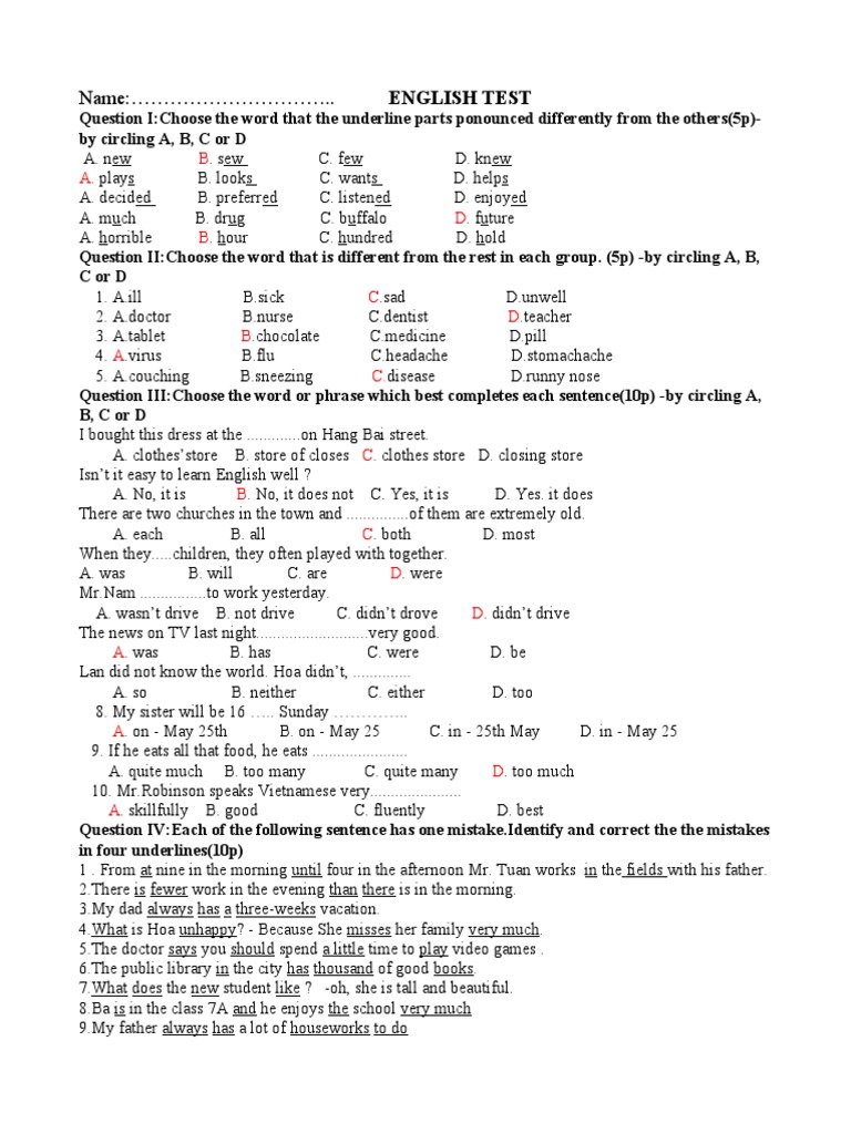 English Language Assessment: Analysis of an English Test Containing ...