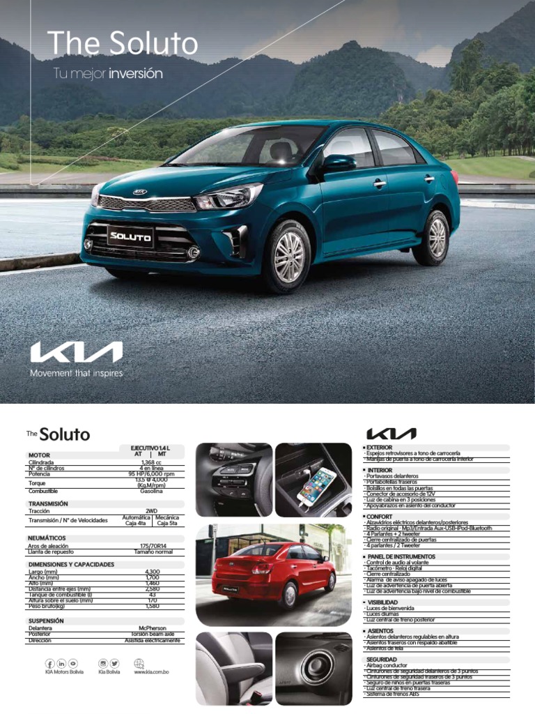 Ficha Tecnica Kia Soluto Carta Low | PDF | Transporte | Industria ...