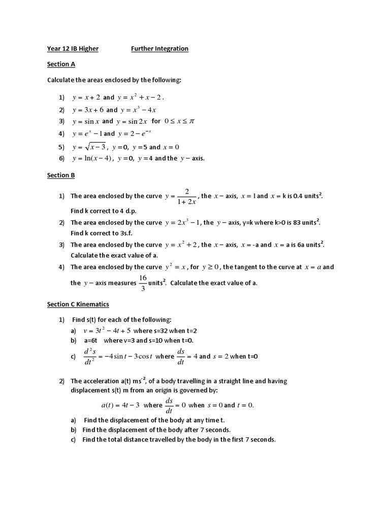 Further Integration | Download Free PDF | Acceleration | Area
