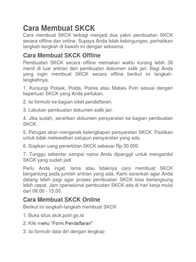 Panduan Lengkap Pembuatan SKCK | PDF | Pengelolaan Keuangan & Uang