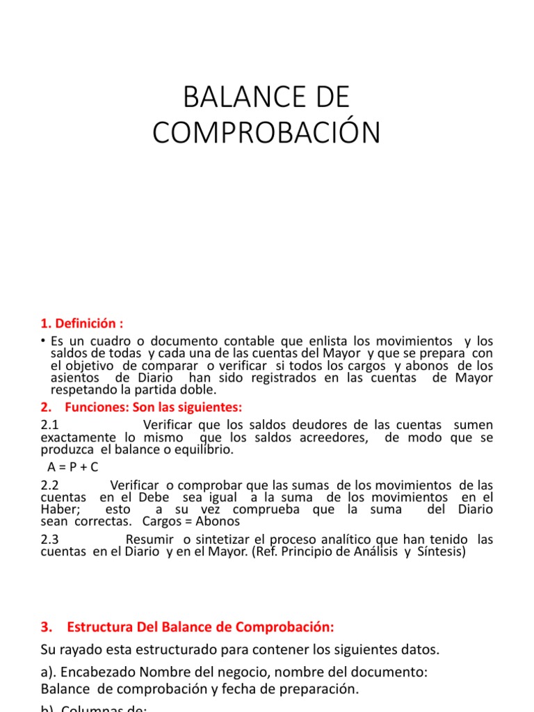Balance de Comprobación | PDF
