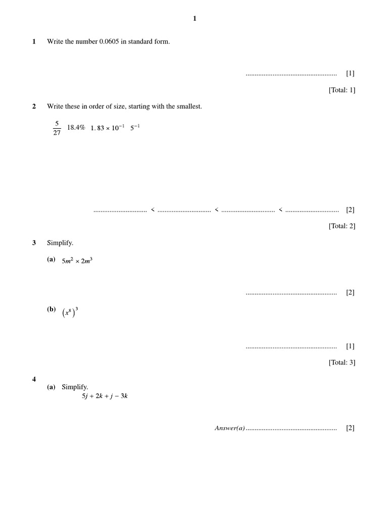 Y11 Revision Pack 1 Core | PDF | Elementary Mathematics | Algebra