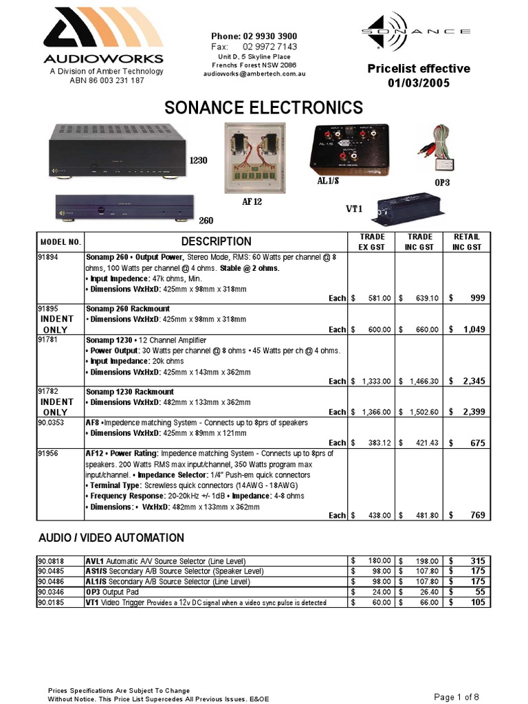 Sonance Electronics | PDF | Loudspeaker | Electronics
