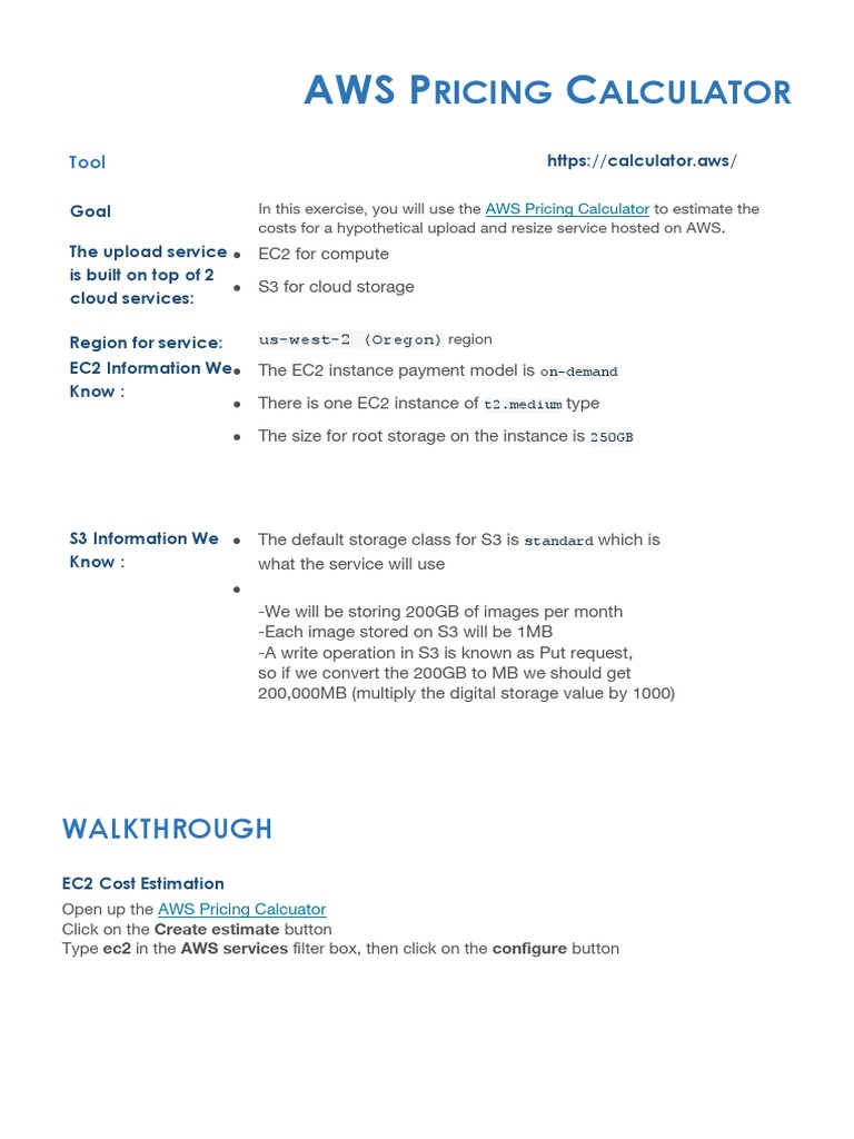 TP-AWS Pricing Calculator | PDF | Computer Data | Computing