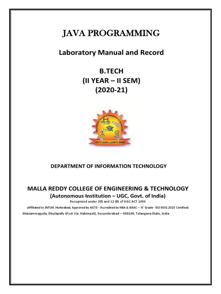 It - II B.tech Sem - II Java Lab Manual (20-21) | PDF | Art ...