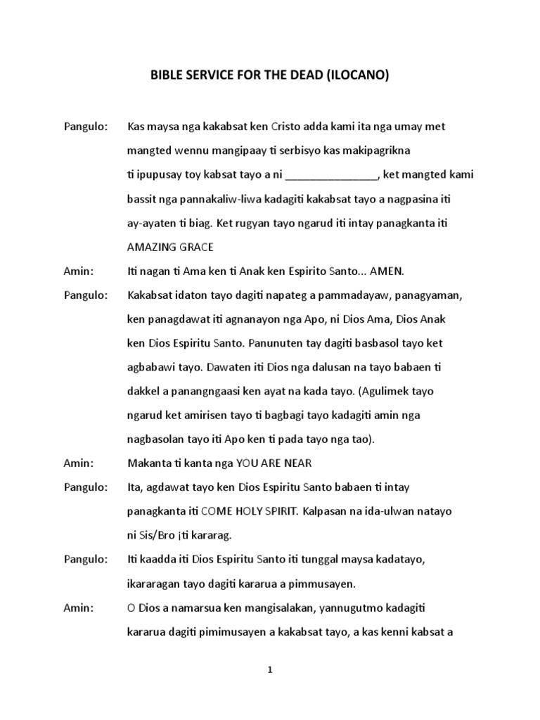 Bible Service For The Dead (Ilocano) | PDF